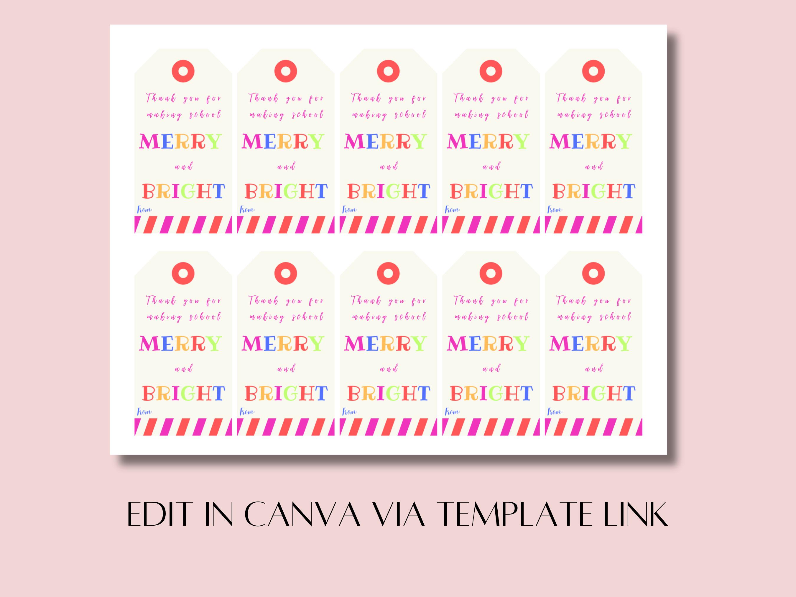 Printable & Editable Christmas Gift Tags for Teachers –gift Tags From ...