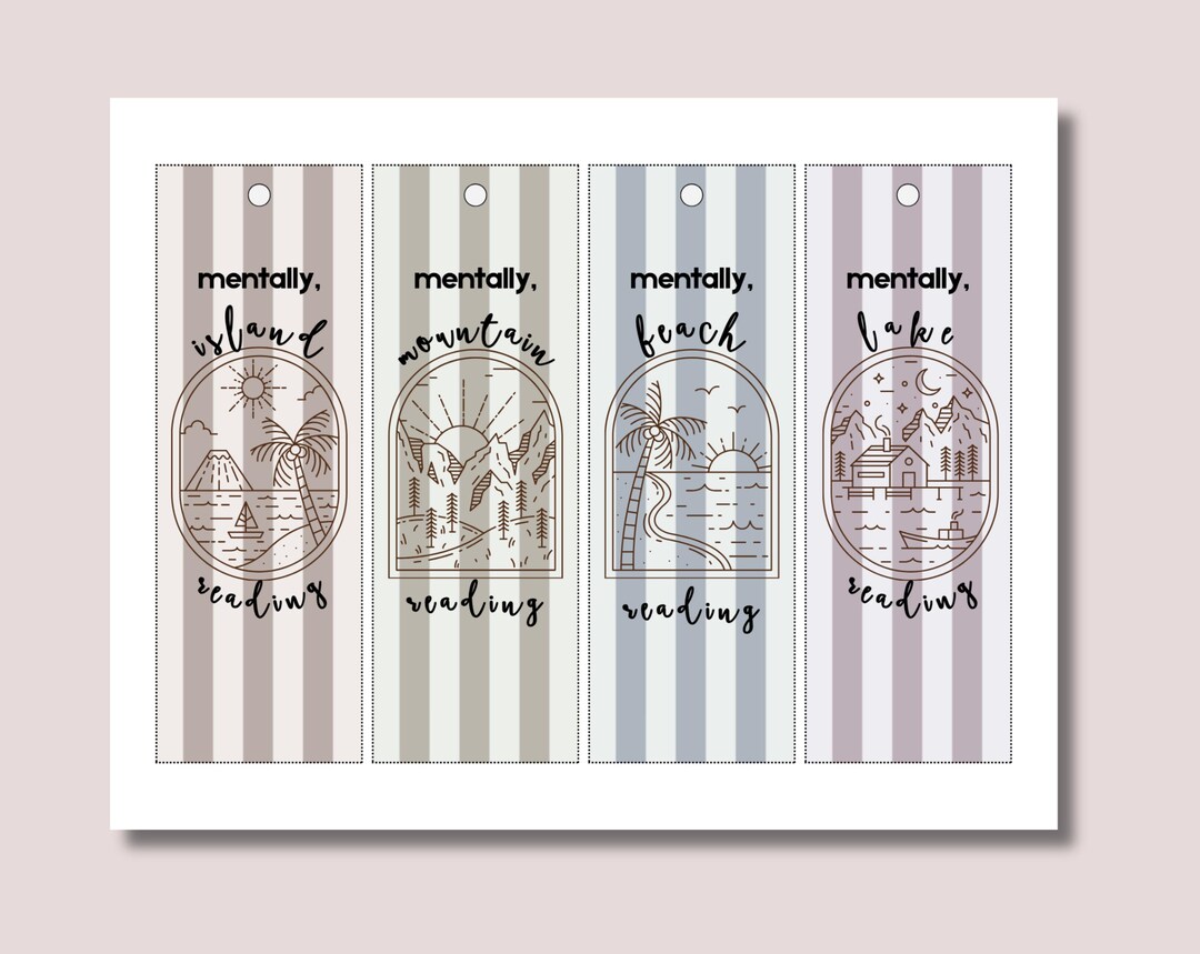 Printable "mentally Reading" Bookmarks | Beach, Island, Mountain, Lake ...