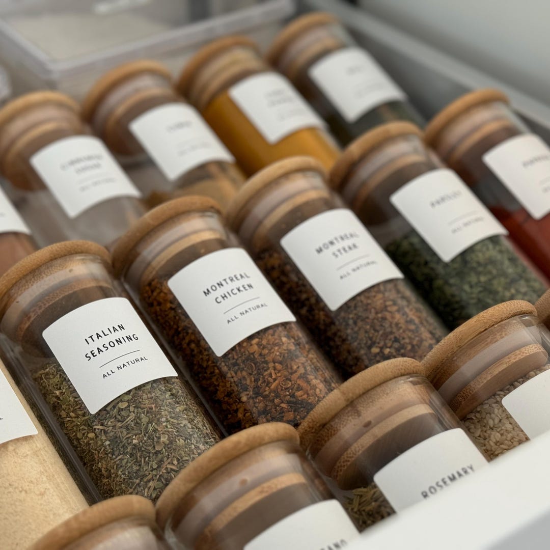 Minimalist Spice Labels • 1.5" X 1.5" Square • Water and Oil Resistant ...