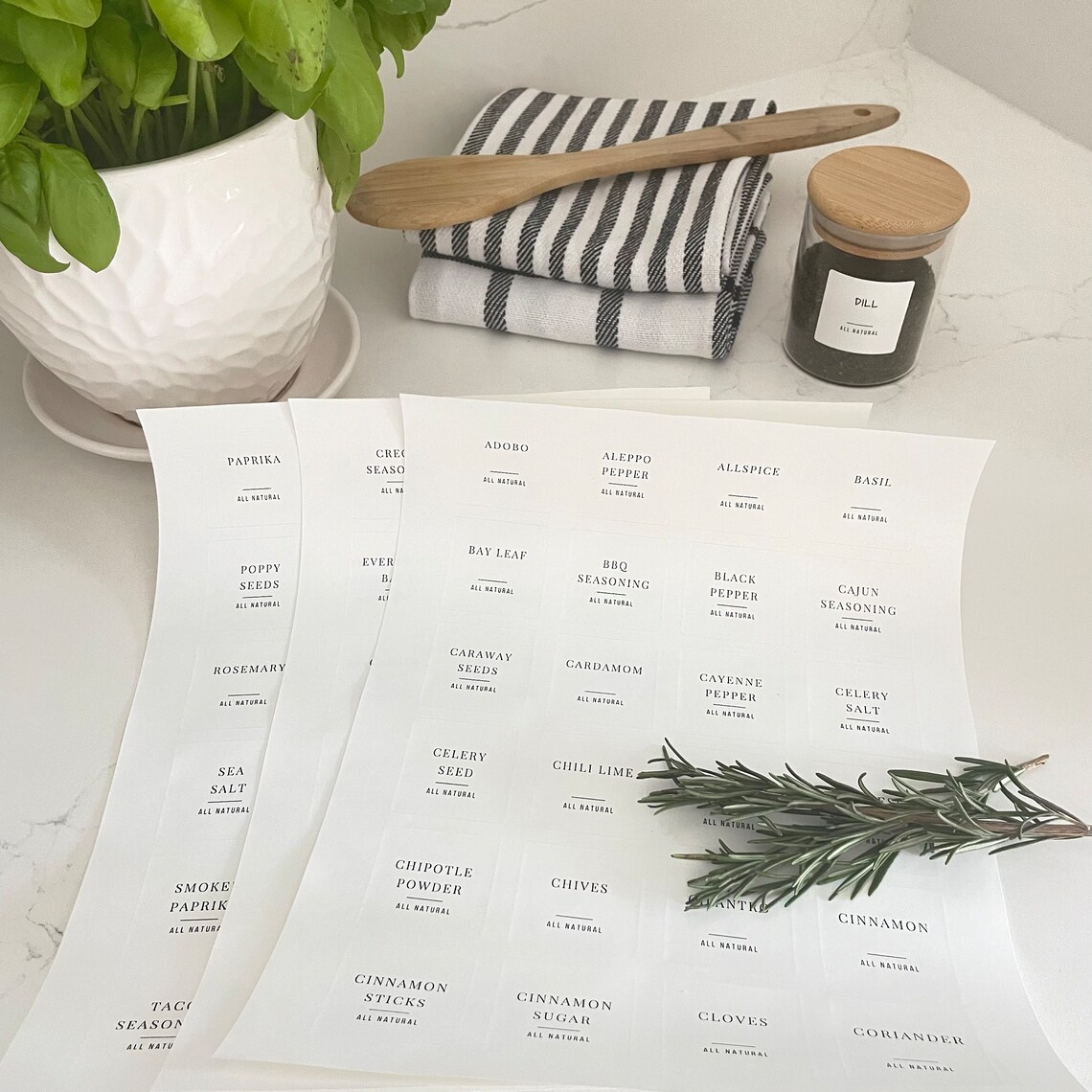 Minimalist Spice Labels • 1.5" X 1.5" Square • Water and Oil Resistant ...
