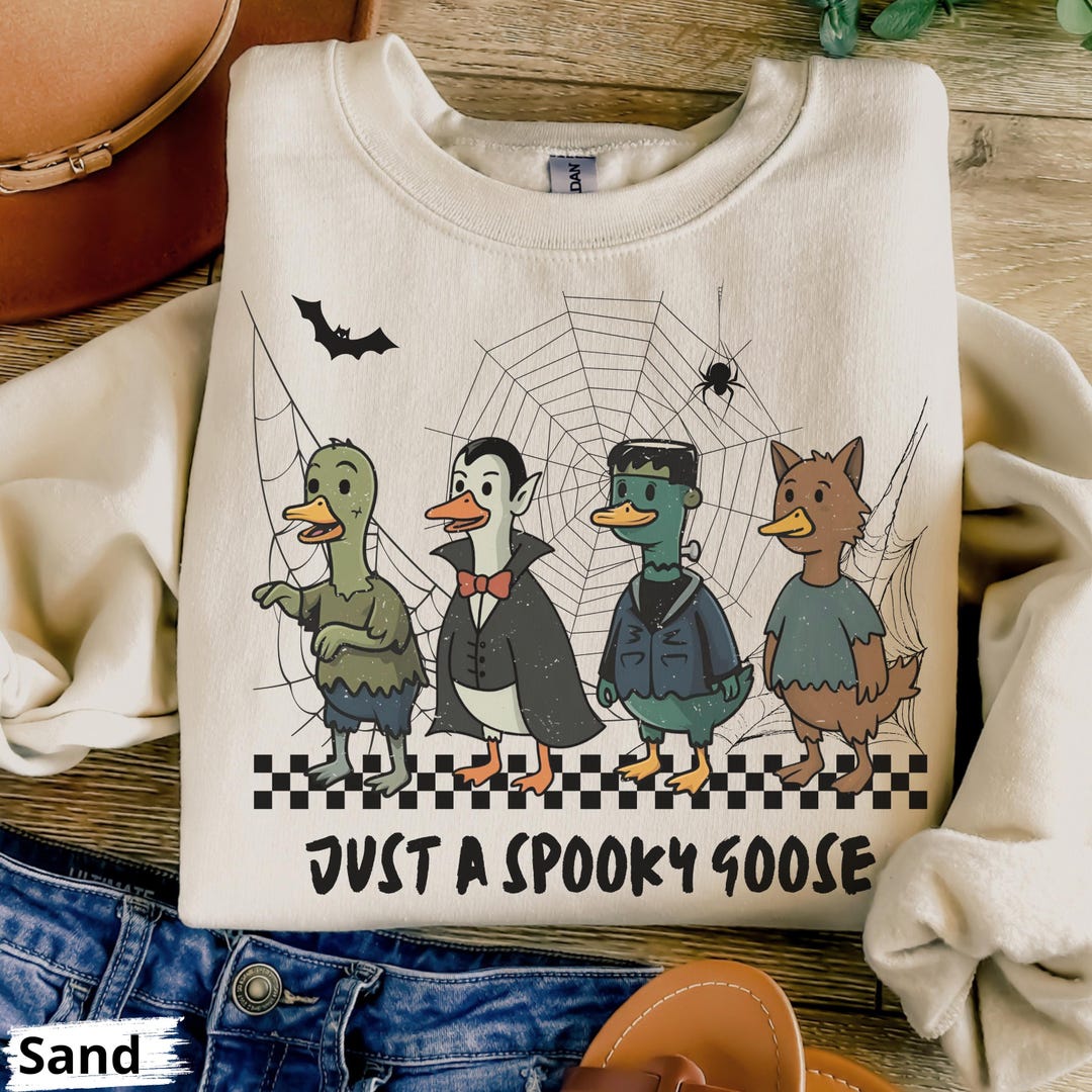 Spooky Goose Halloween Sweatshirt: Trendy Monster Goose Lover Gift - Etsy