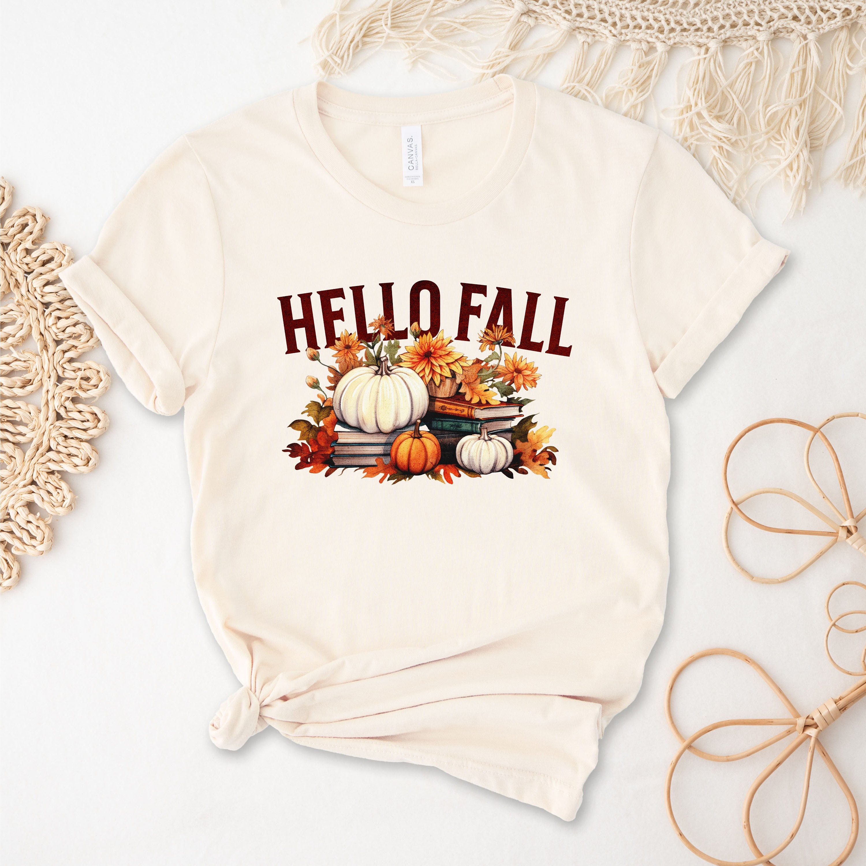 Hello Fall Shirt, Autumn Shirt, Librarian Shirt, Pumpkin Shirt, Fall ...