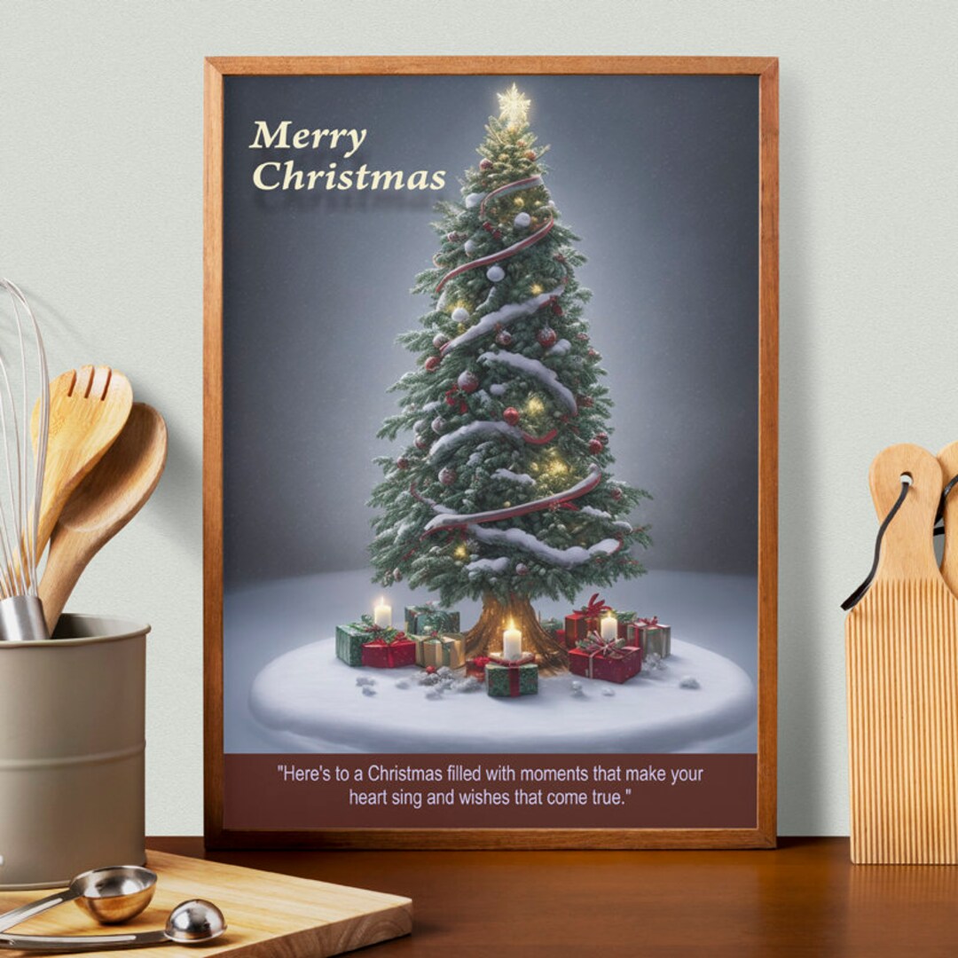 Merry Christmas Wall Poster, Happy Christmas Wall Poster, Holiday Cheer ...