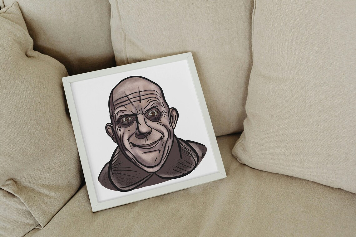 Uncle Fester Addams Family Art Print 8x8 Inch Creepy Kooky Wall Decor ...