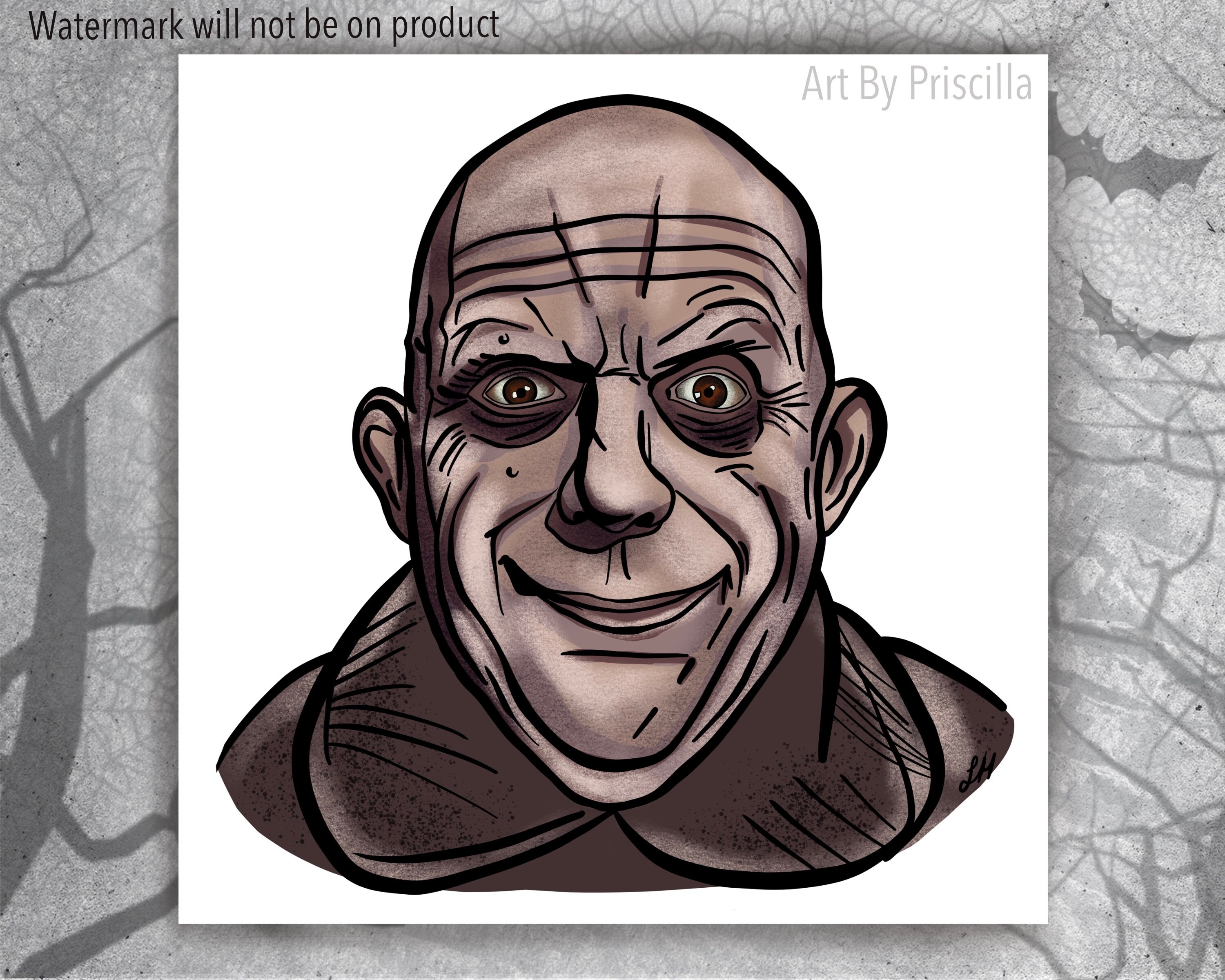 Uncle Fester, Addams Family Art Print 8x8 - Etsy