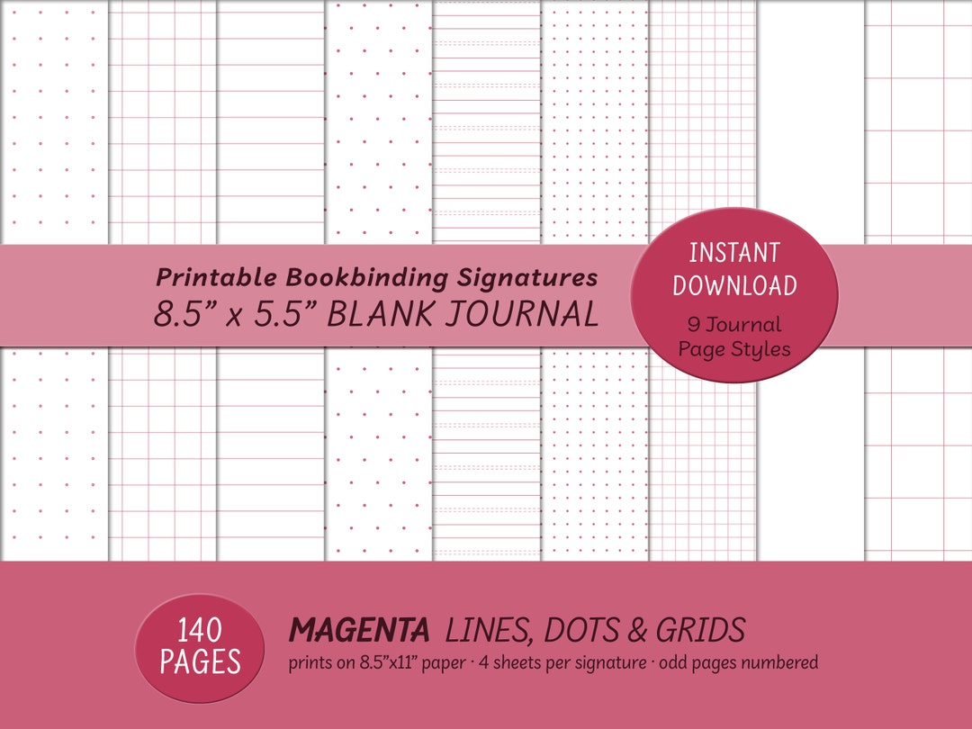 Printable 8.5x5.5 Journal Book Binding Signatures 140 Pages With ...