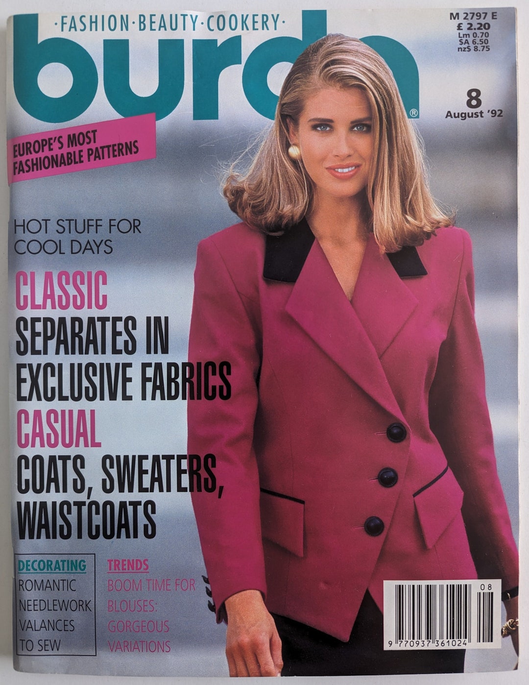 1992/08 BURDA MODEN Vintage Fashion Magazine, Vintage Sewing Pattern ...