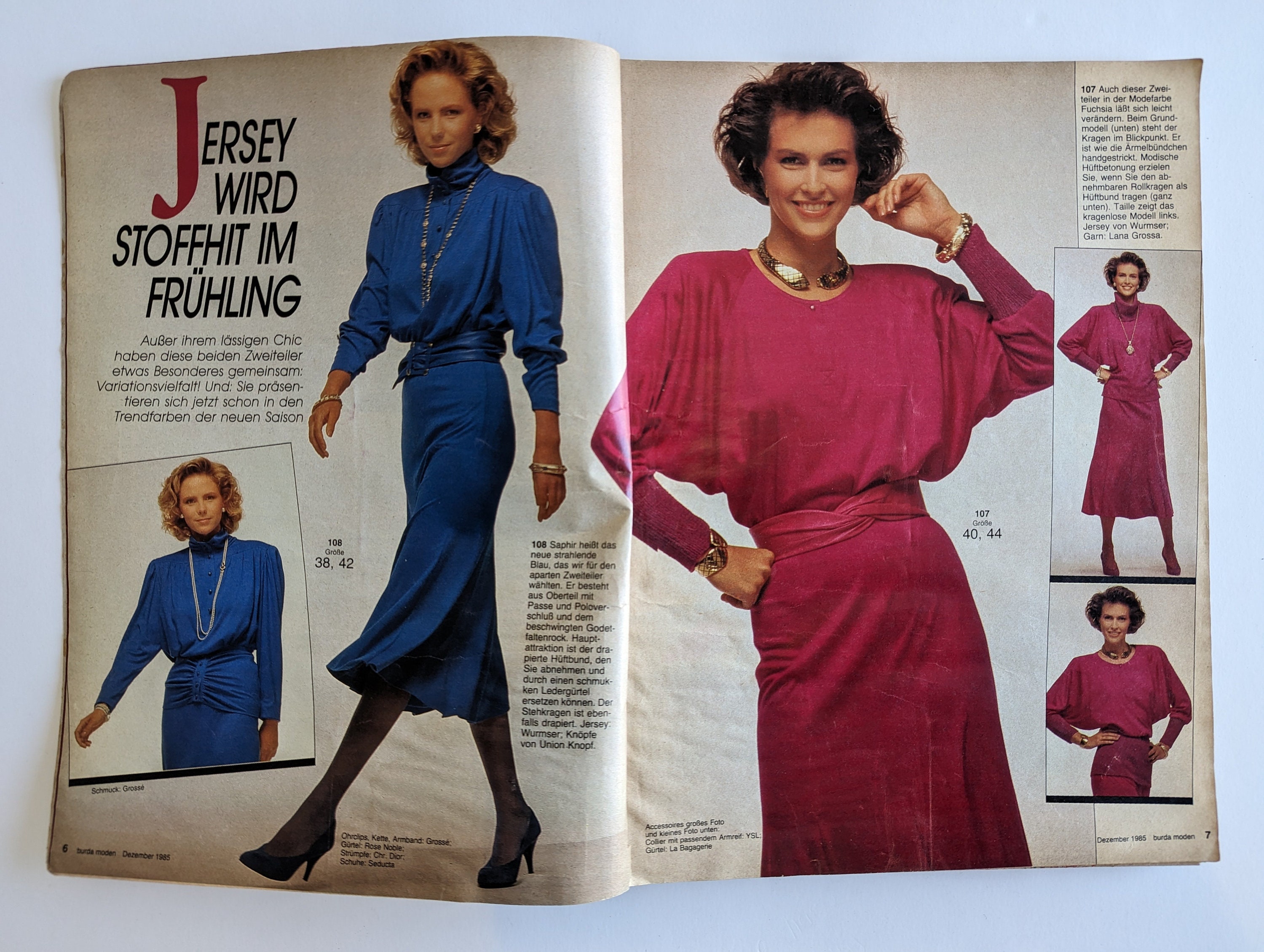 1985/12 BURDA MODEN Vintage Mode Magazin, Vintage Schnittmuster, 80er ...