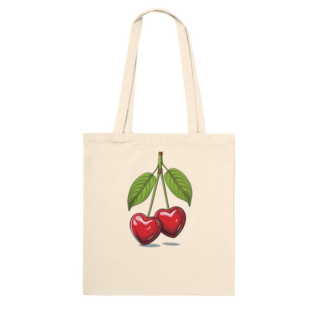 Heart Shaped Cherry Cute & Stylish Graphic Premium Tote Bag - Etsy