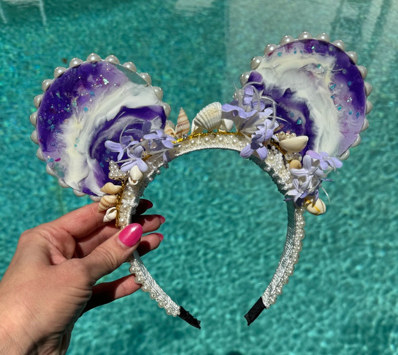 Purple Agate Mermaid Mouse Ears, Ocean Resin Mouse Ears Headband ...