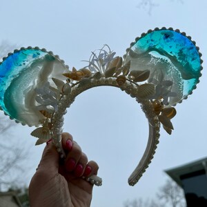 Mermaid Core Mouse Ears Ocean Resin Mouse Ears Custom Shell Pearl Mouse ...