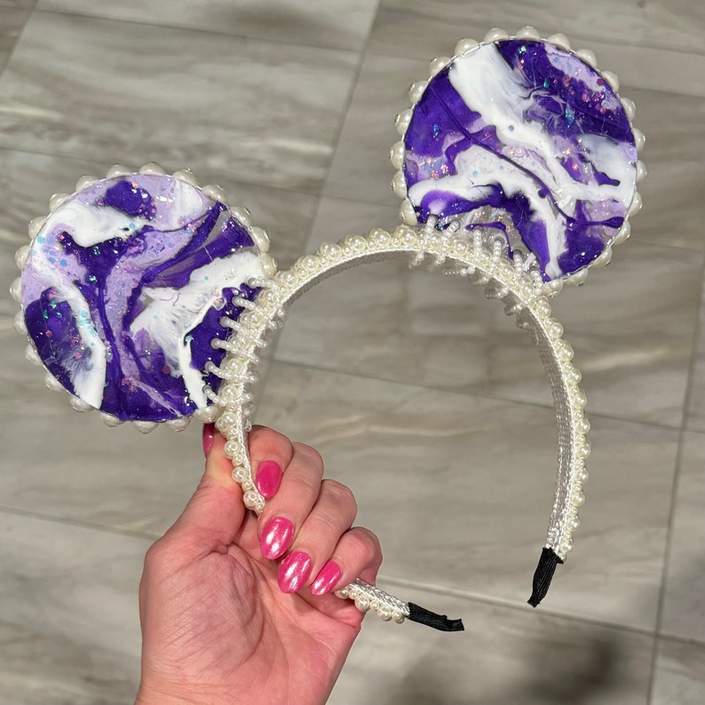 Purple Agate Mermaid Mouse Ears, Ocean Resin Mouse Ears Headband ...
