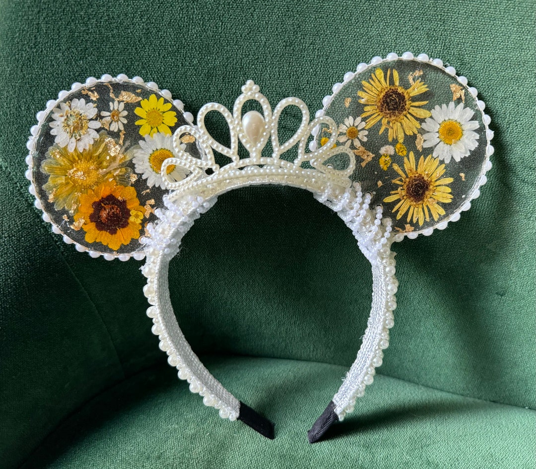 Sunflower Mouse Ears Crown Headband, Womens Daisy Ears, Flower Resin ...
