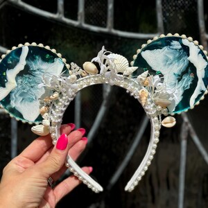 Mermaid Core Mouse Ears Ocean Resin Mouse Ears Custom Shell Pearl Mouse ...