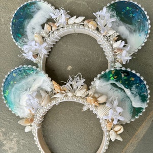Mermaid Core Mouse Ears Ocean Resin Mouse Ears Custom Shell Pearl Mouse ...