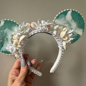 Mermaid Core Mouse Ears Ocean Resin Mouse Ears Custom Shell Pearl Mouse ...