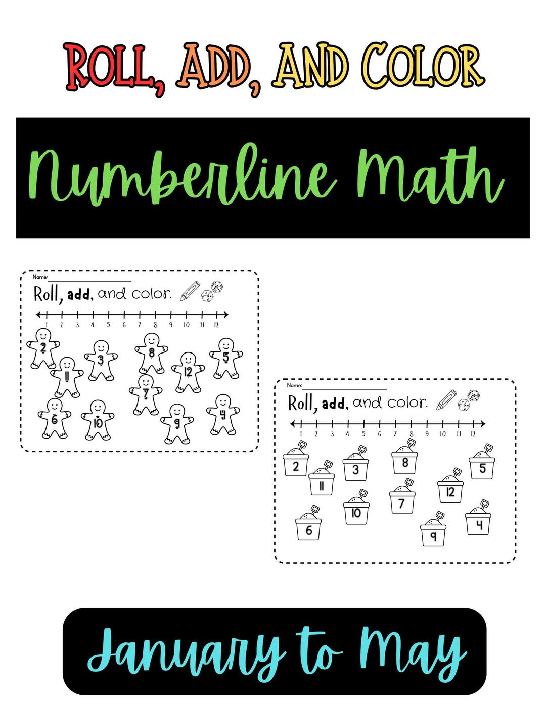 Holiday Roll, Add, and Color | Kindergarten Math Dice Game | Addition ...