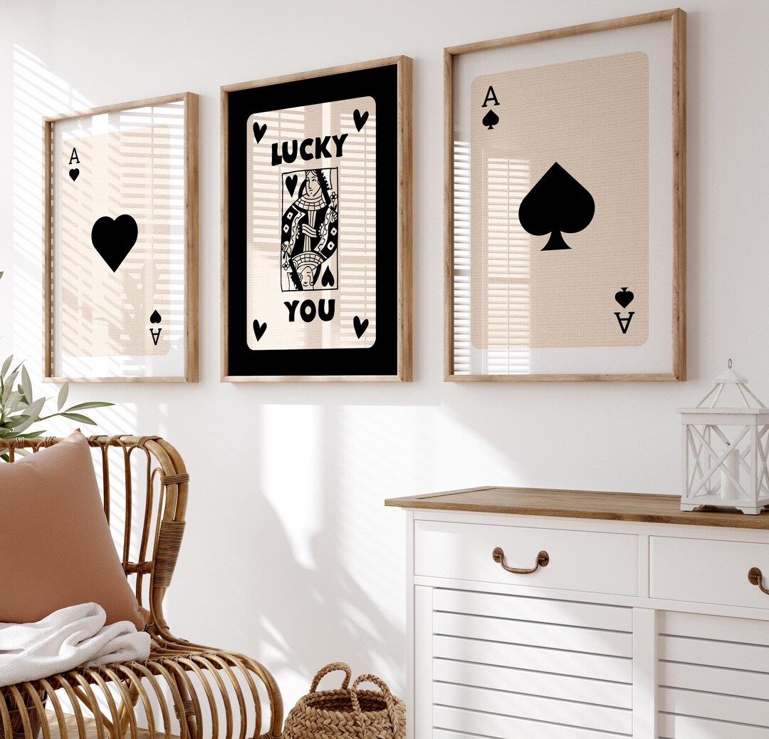 Retro Ace Card Print Set: Trendy Wall Art (digital Download) - Etsy