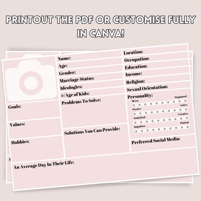 Printable Customer Avatar Worksheet for Identifying Your - Etsy