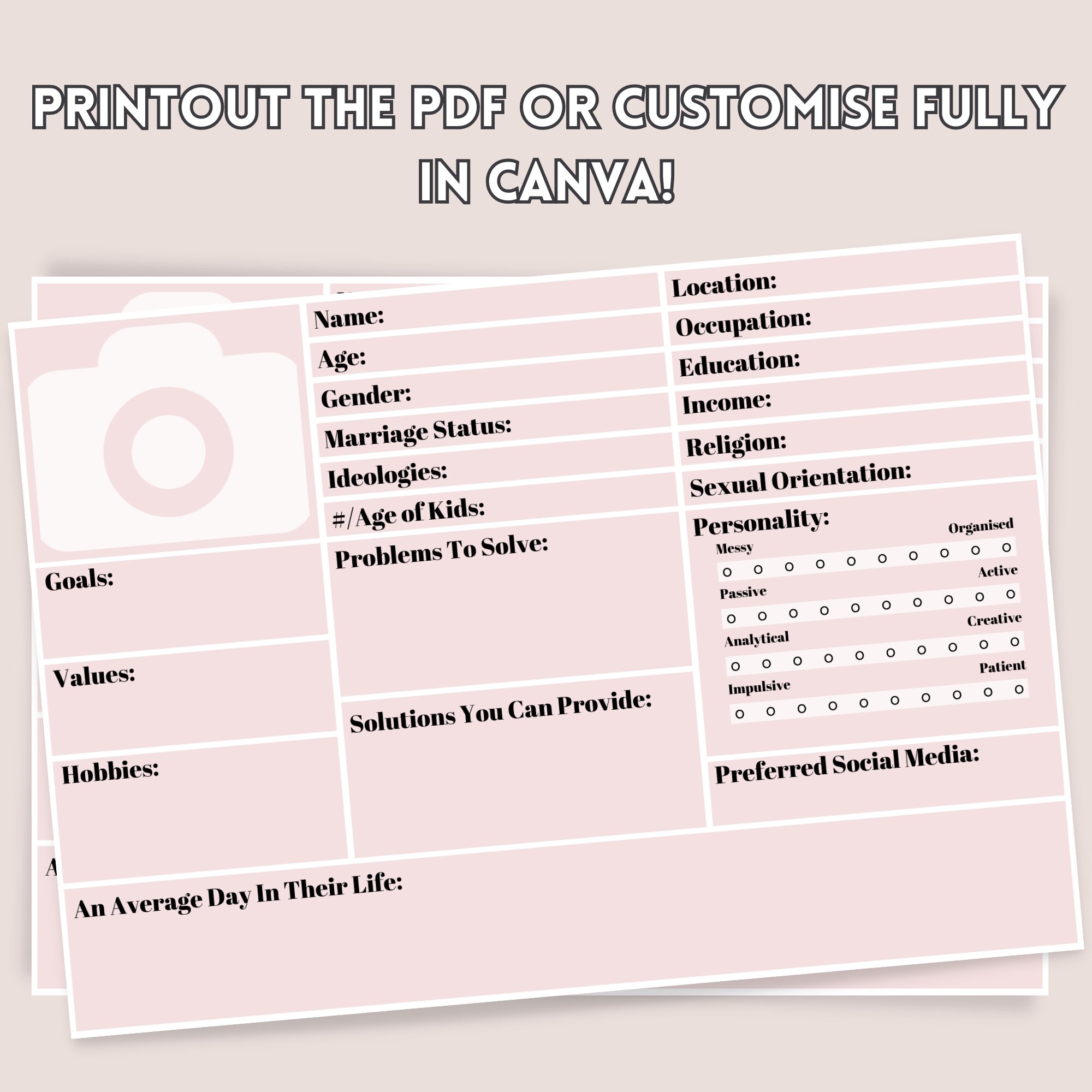 Printable Customer Avatar Worksheet for Identifying Your - Etsy