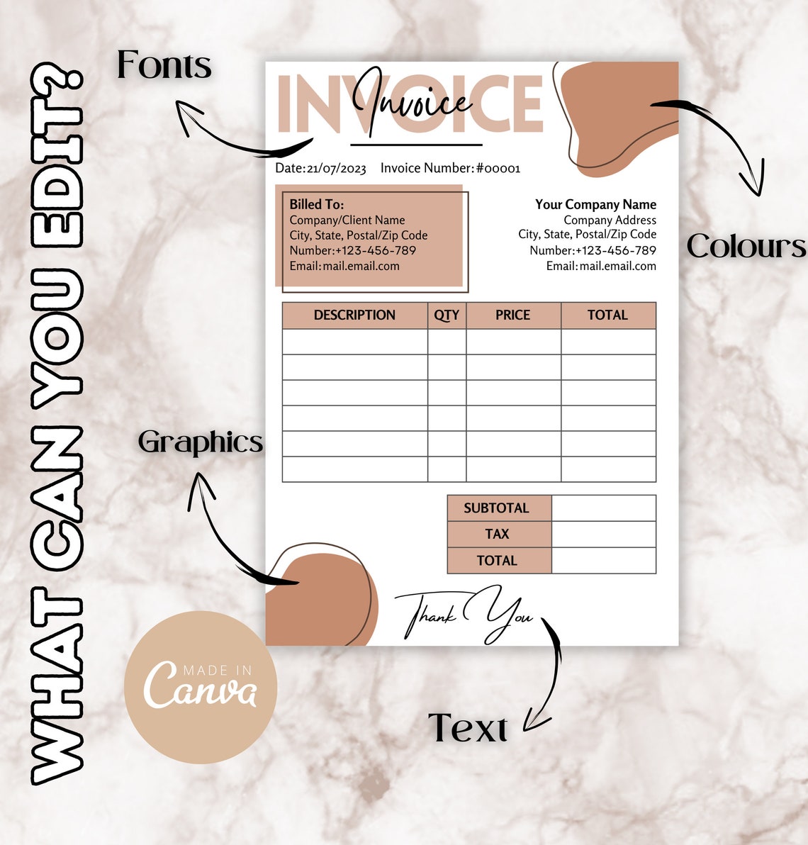 Social Media Invoice Template, Editable Invoice, Printable Business ...
