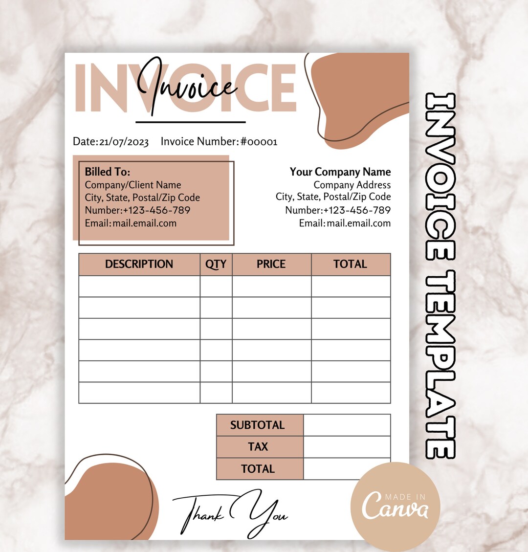 Social Media Invoice Template, Editable Invoice, Printable Business ...