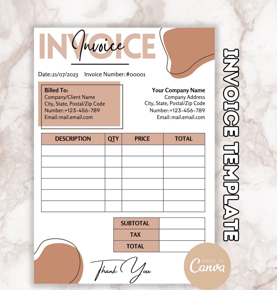 Social Media Invoice Template, Editable Invoice, Printable Business ...
