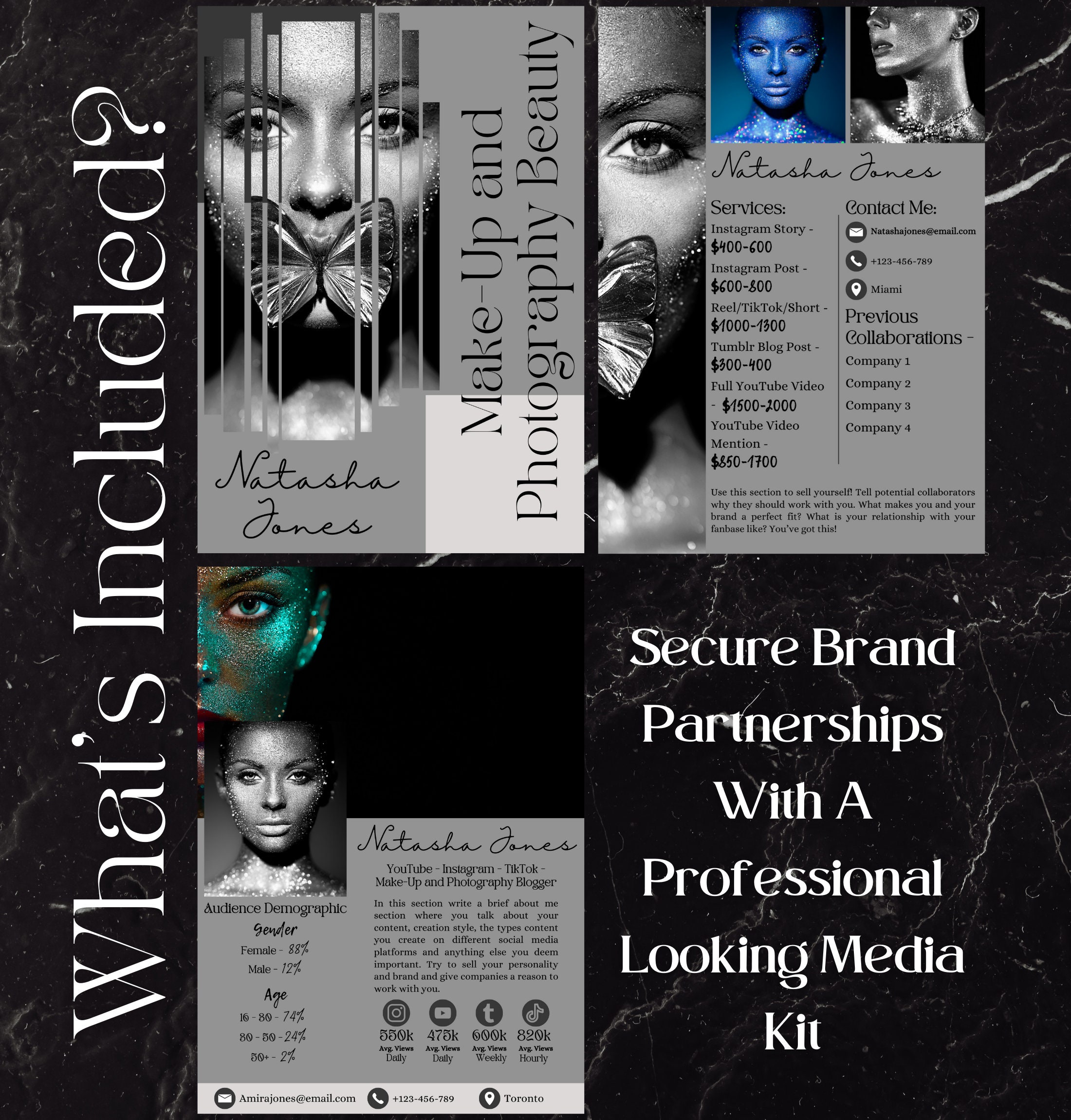 Social Media Kit, Influencer Media Kit, Instagram Rate Sheet Template ...