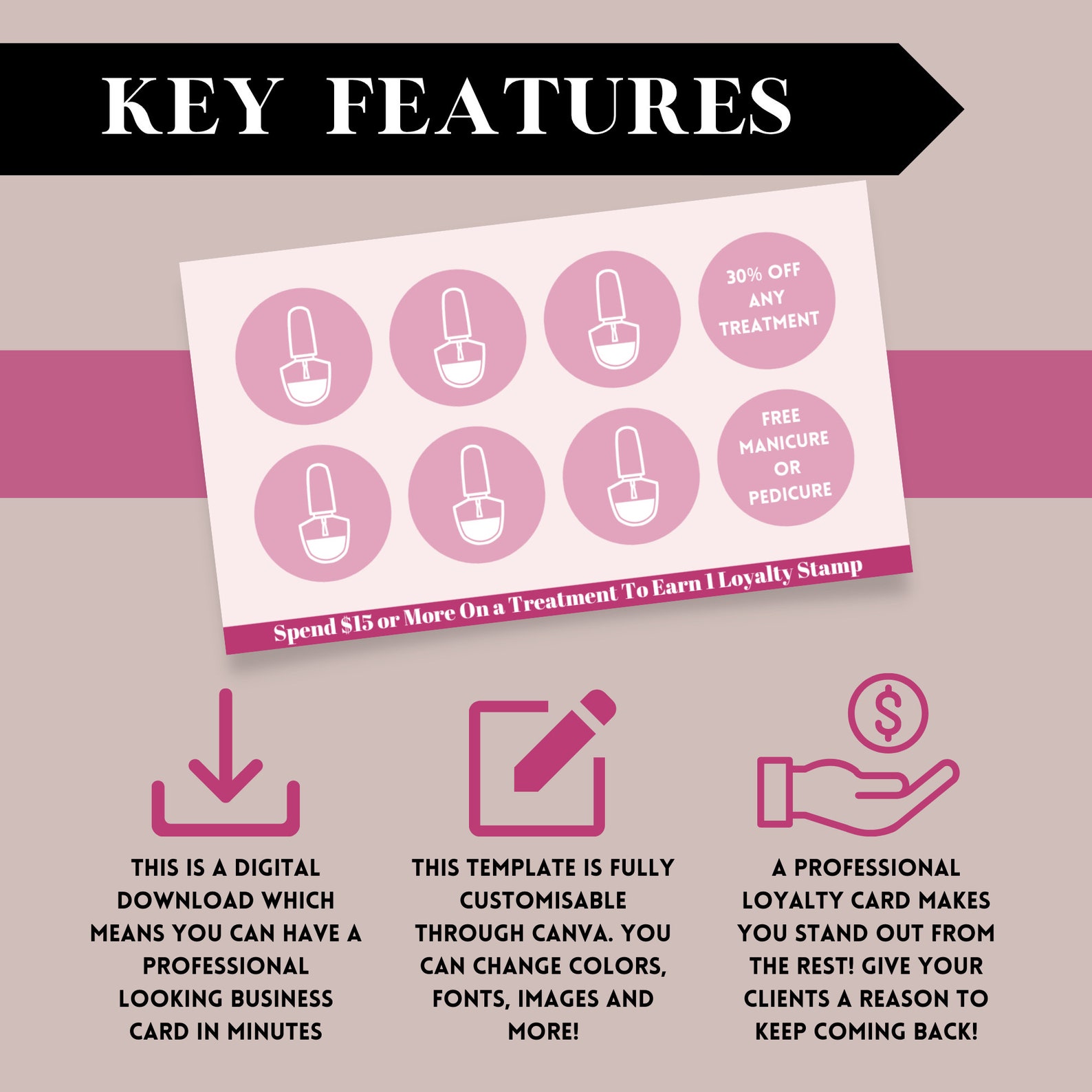 Nail Artist Business and Loyalty Card Template Bundle, Pink Nail Artist ...