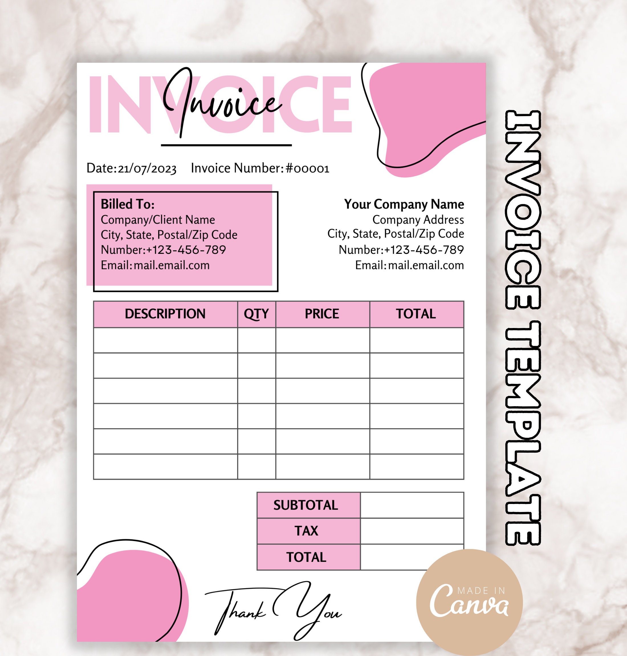 Business Invoice Template, Social Media Invoice Form, Editable Invoice ...