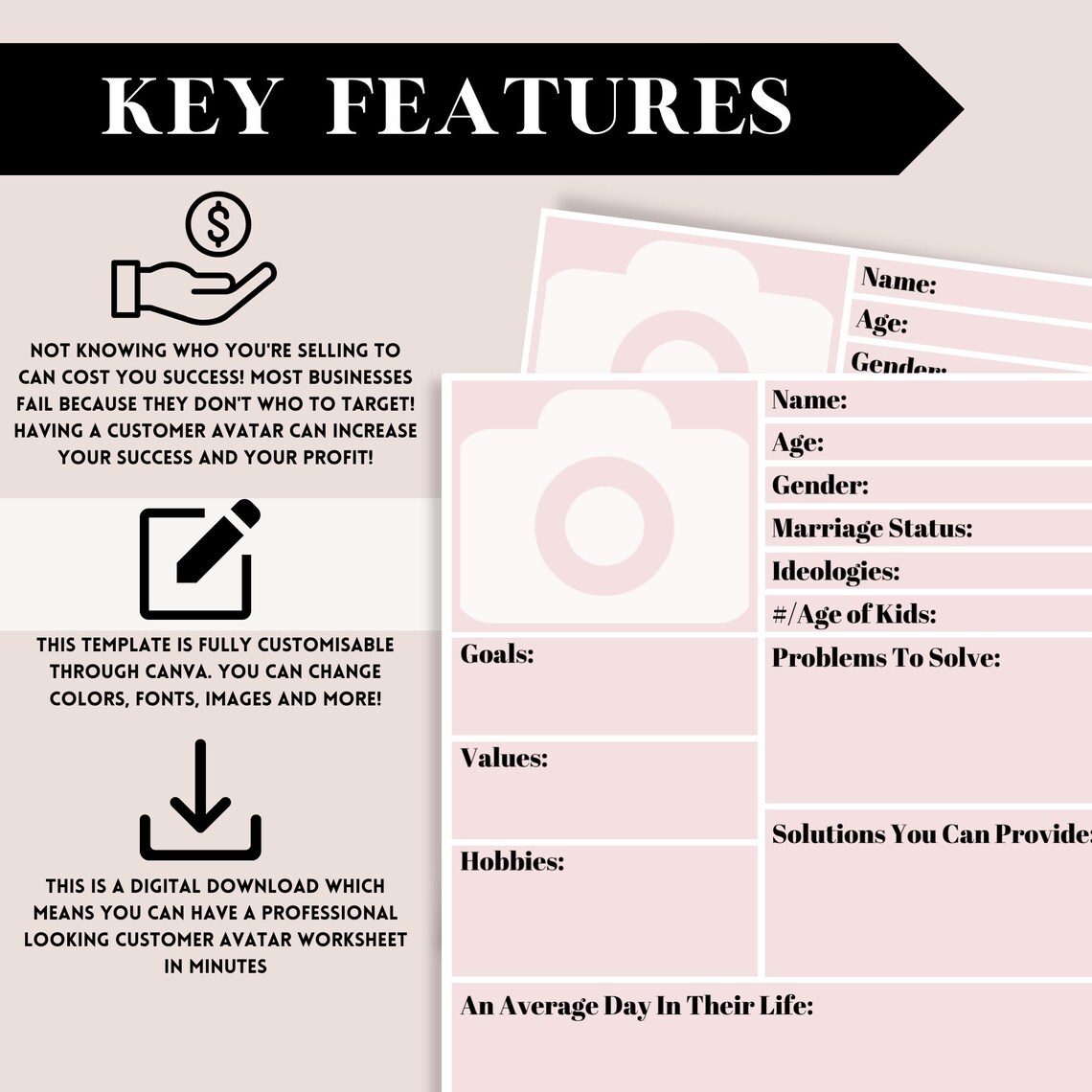 Printable Customer Avatar Worksheet for Identifying Your - Etsy