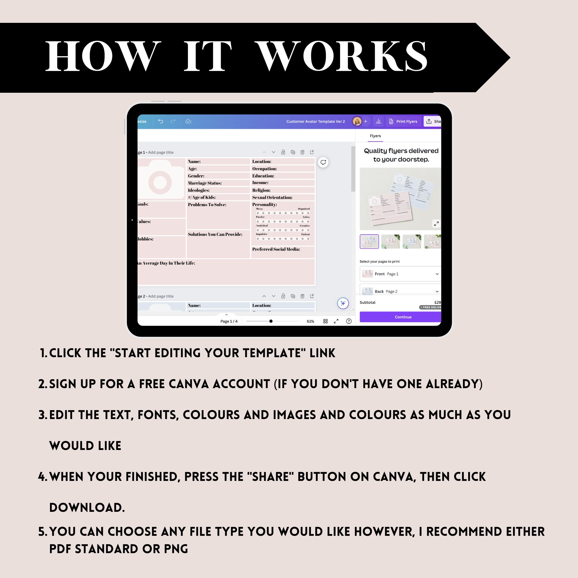 Printable Customer Avatar Worksheet for Identifying Your - Etsy