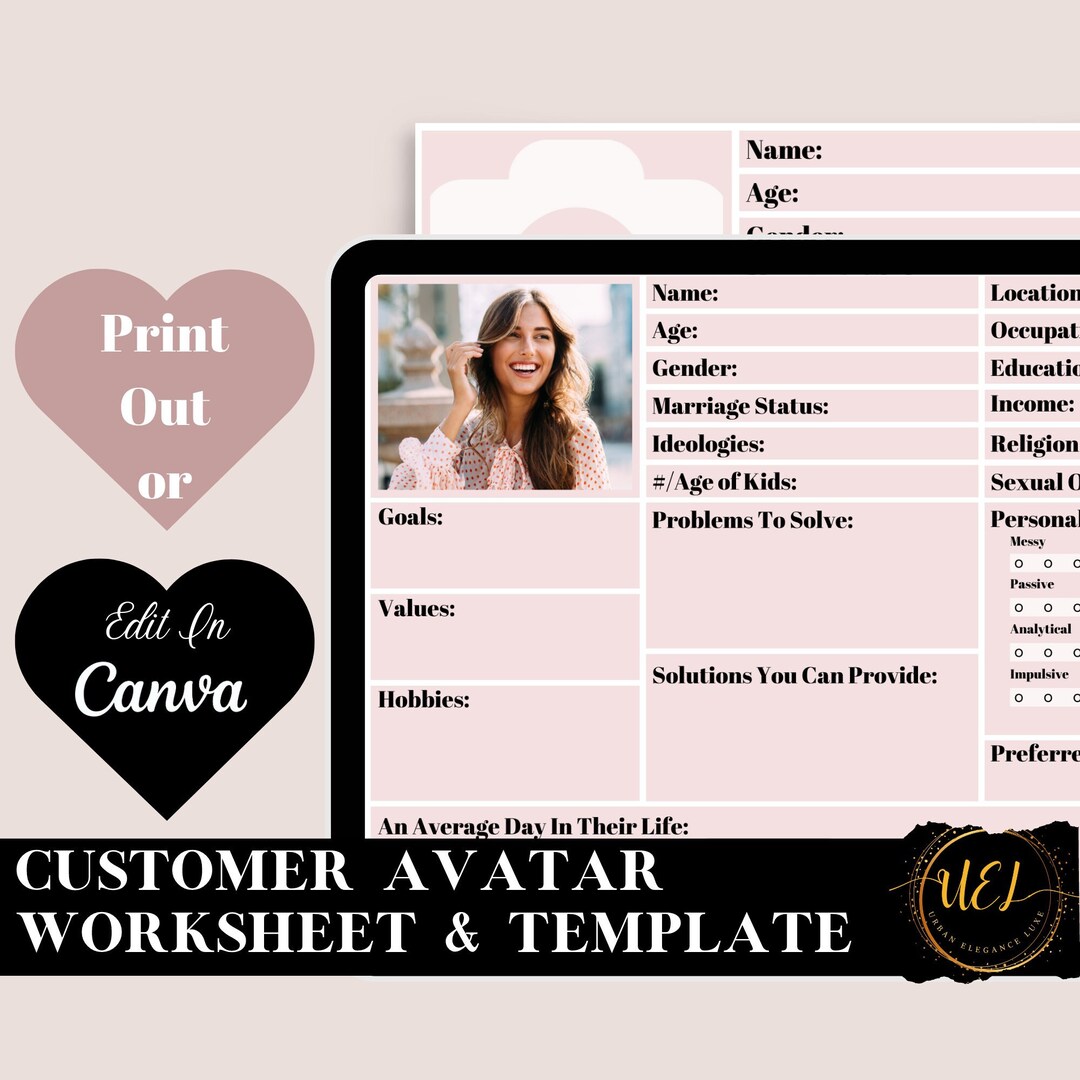 Printable Customer Avatar Worksheet for Identifying Your - Etsy
