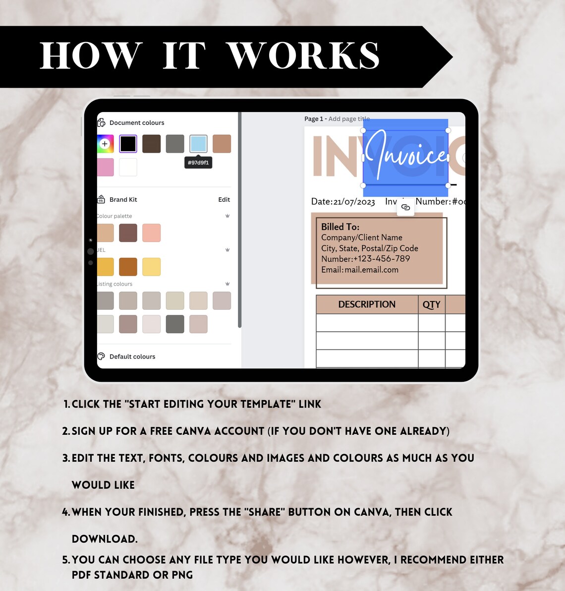Social Media Invoice Template, Editable Invoice, Printable Business ...