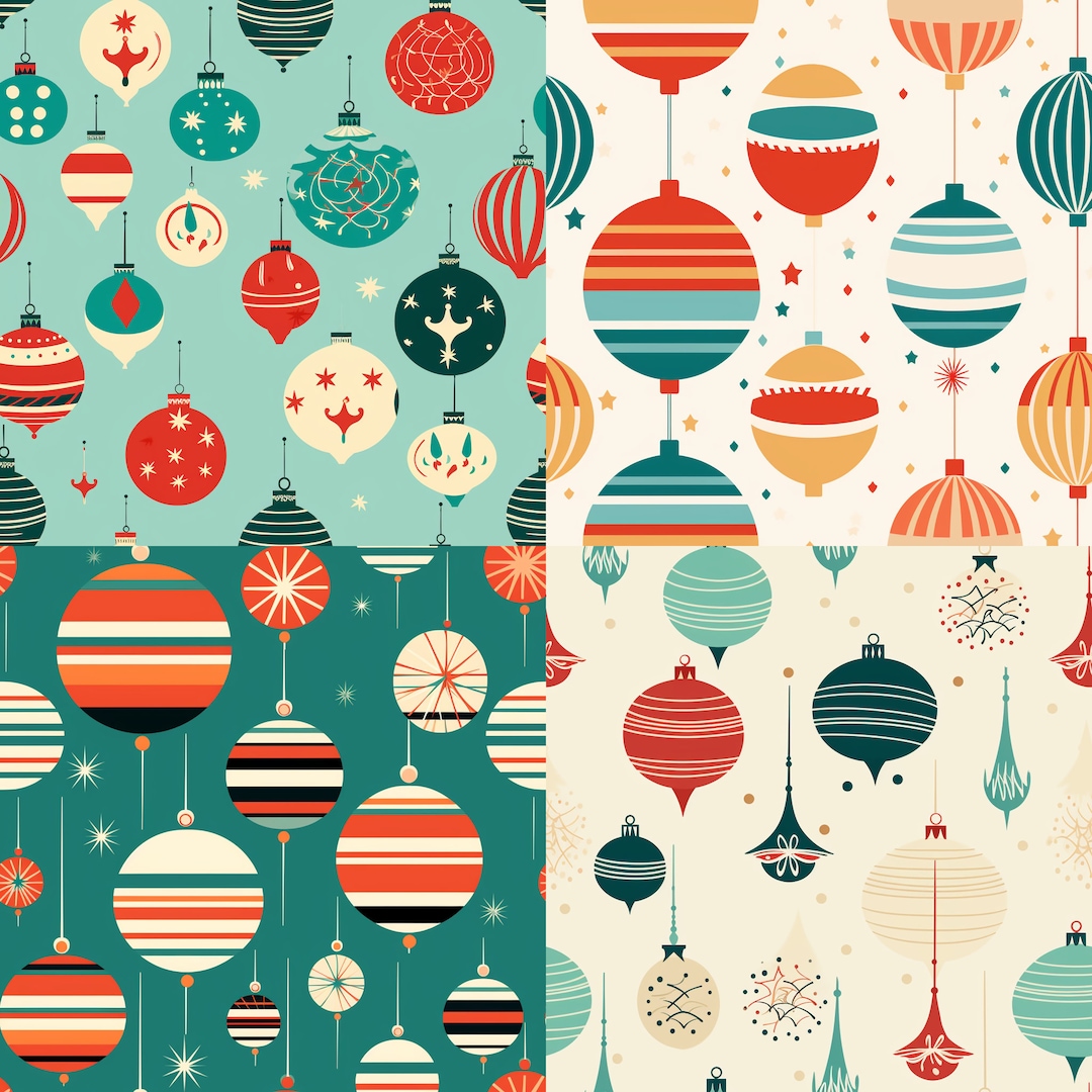 Retro Christmas Digital Paper, Instant Download Scrapbook Paper ...