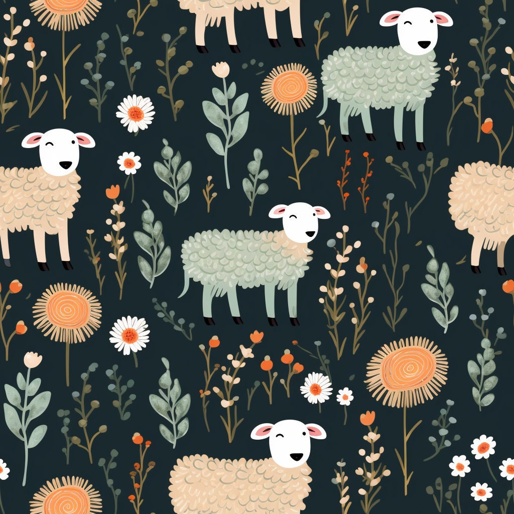 Sheep Art Digital Paper, Instant Download Scrapbook Paper, Printable ...