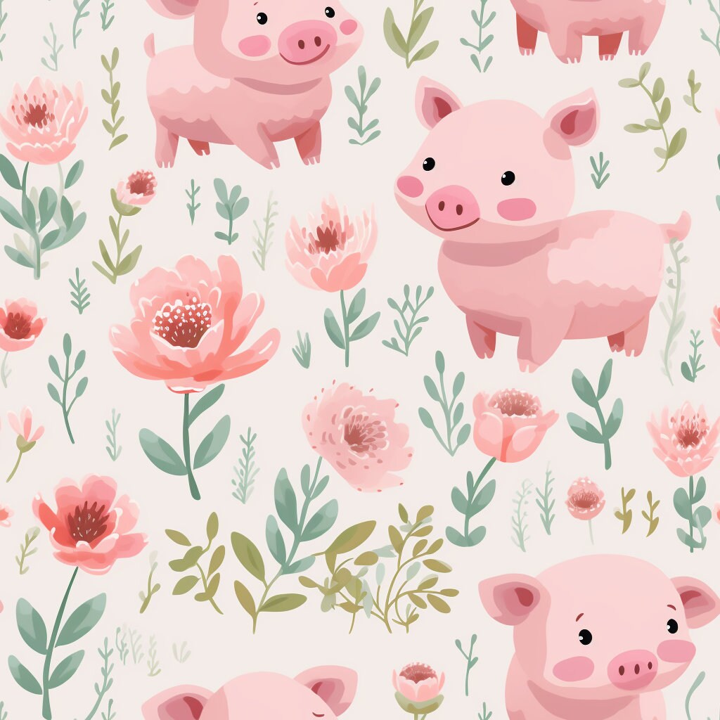 Pig Art Digital Paper, Instant Download Scrapbook Paper, Printable ...