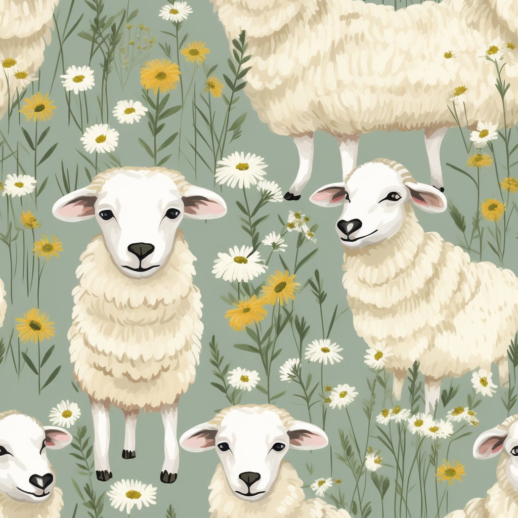 Sheep Art Digital Paper, Instant Download Scrapbook Paper, Printable ...