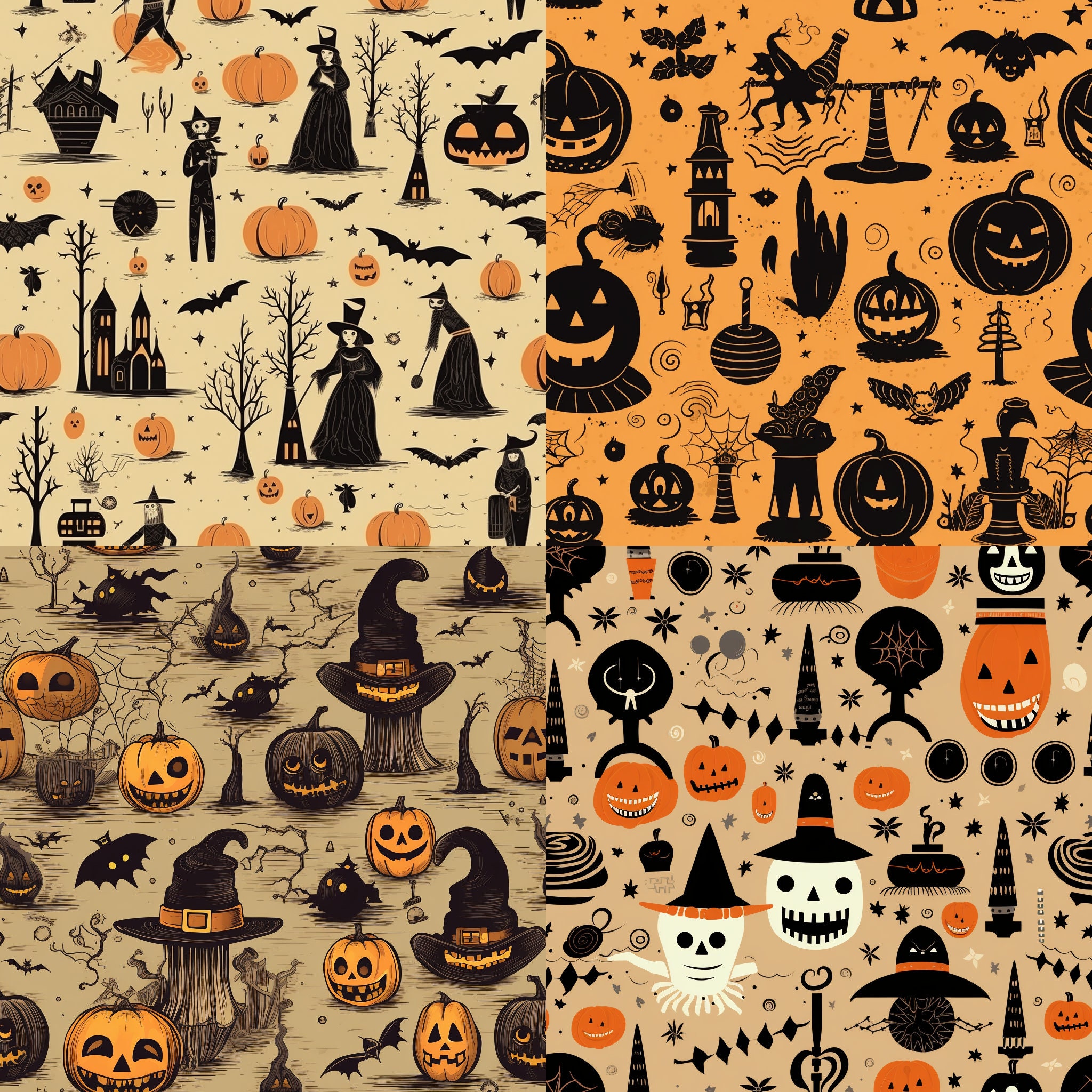 Vintage Halloween Digital Paper, Instant Download Scrapbook Paper ...