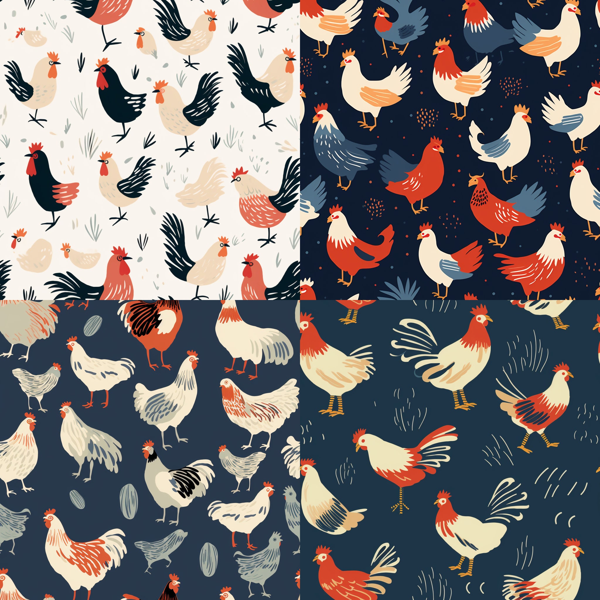 Chicken Doodles Digital Paper, Instant Download Scrapbook Paper ...