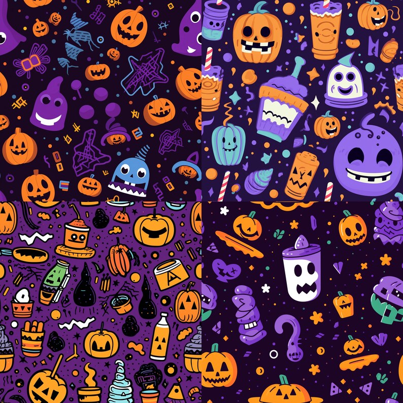 Fun 90's Halloween Digital Paper, Instant Download Scrapbook Paper ...