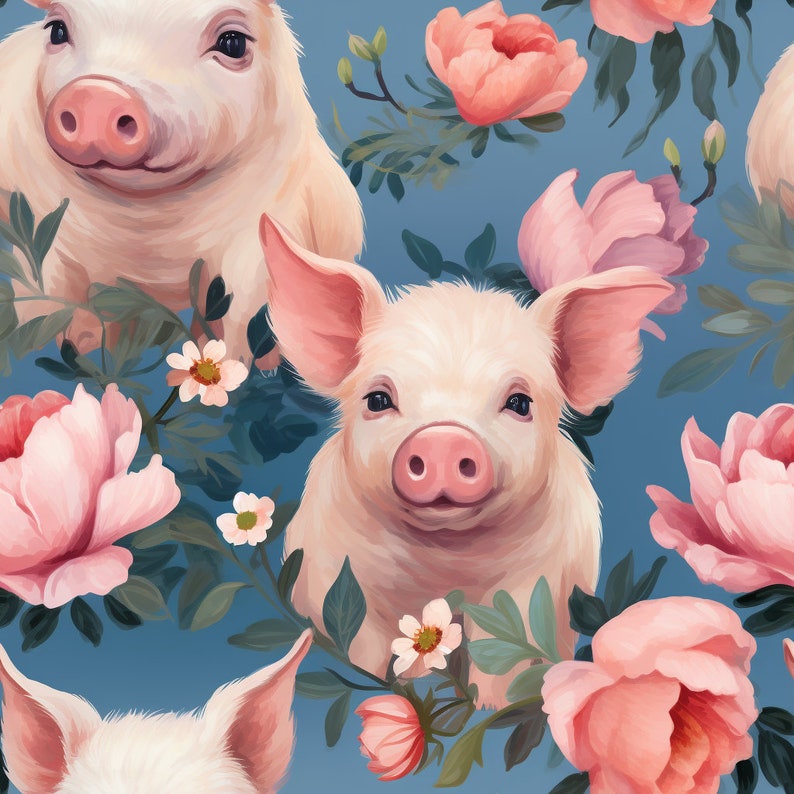 Pig Art Digital Paper, Instant Download Scrapbook Paper, Printable ...