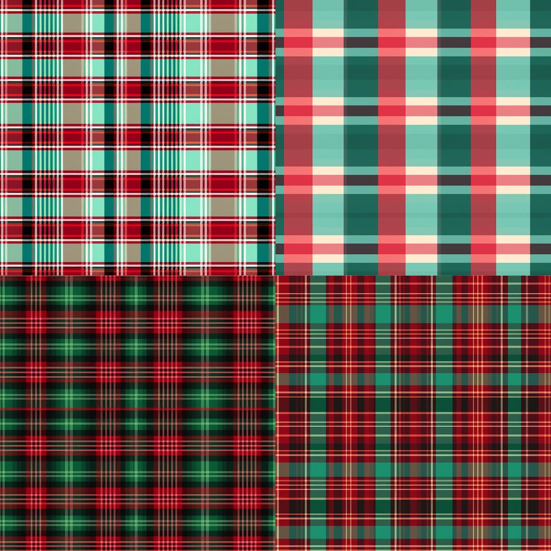Plaid Christmas Digital Paper, Instant Download Scrapbook Paper ...