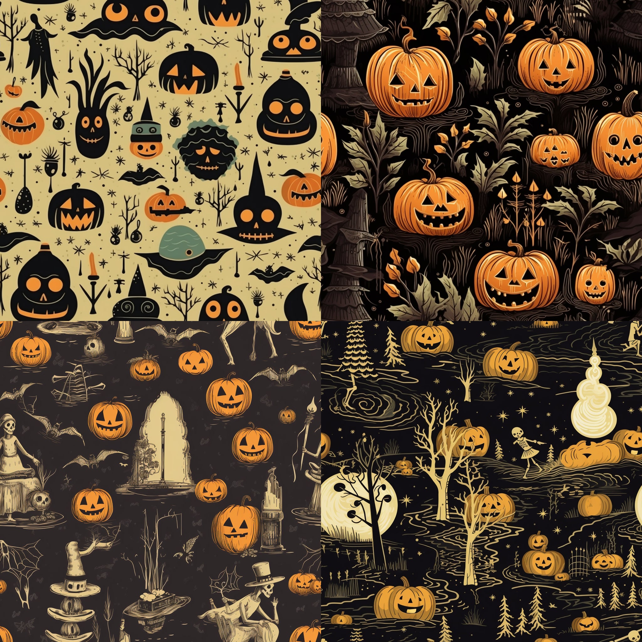 Vintage Halloween Digital Paper, Instant Download Scrapbook Paper ...