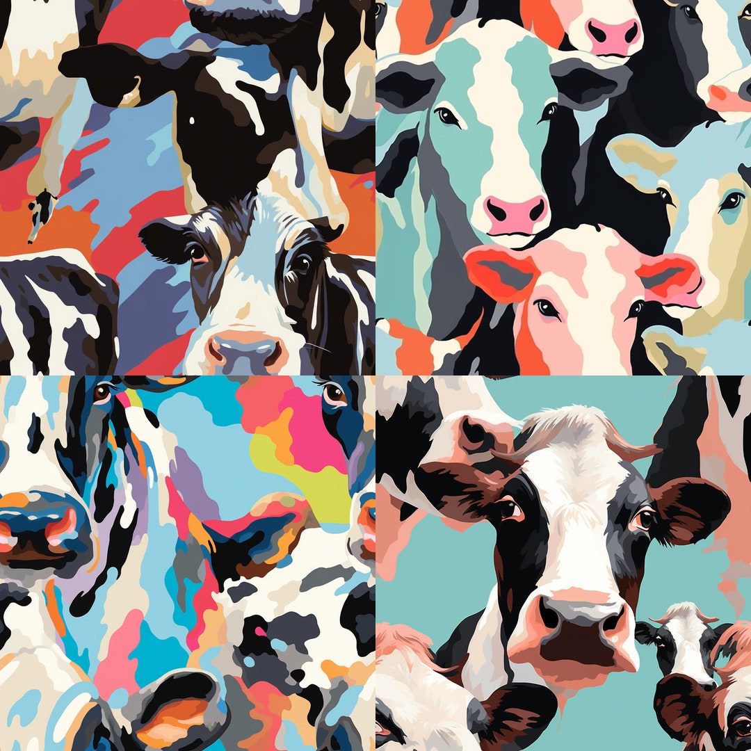 Cow Art Digital Paper, Instant Download Scrapbook Paper, Printable ...