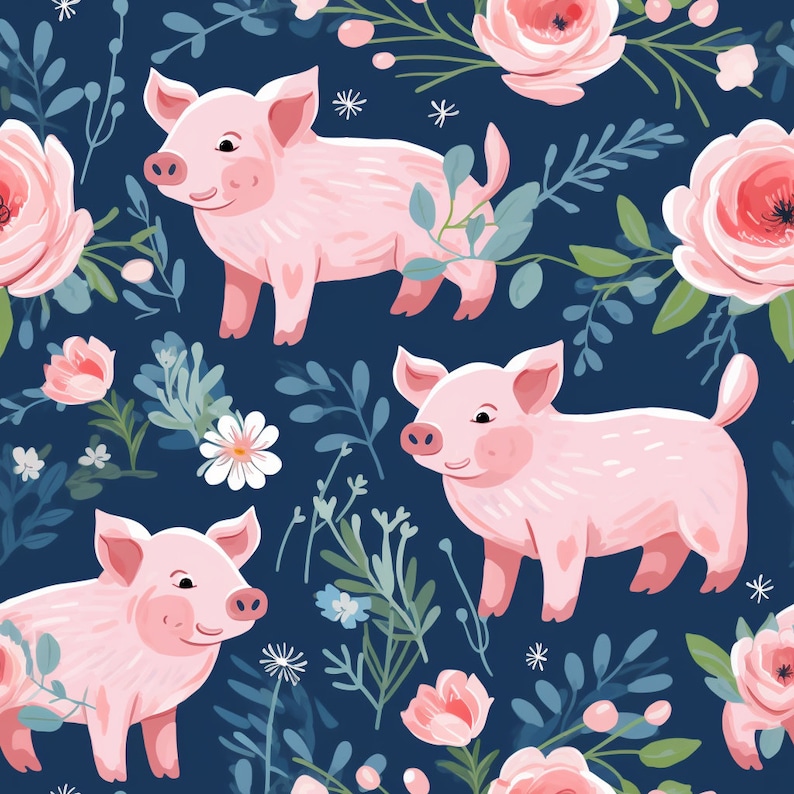 Pig Art Digital Paper, Instant Download Scrapbook Paper, Printable ...