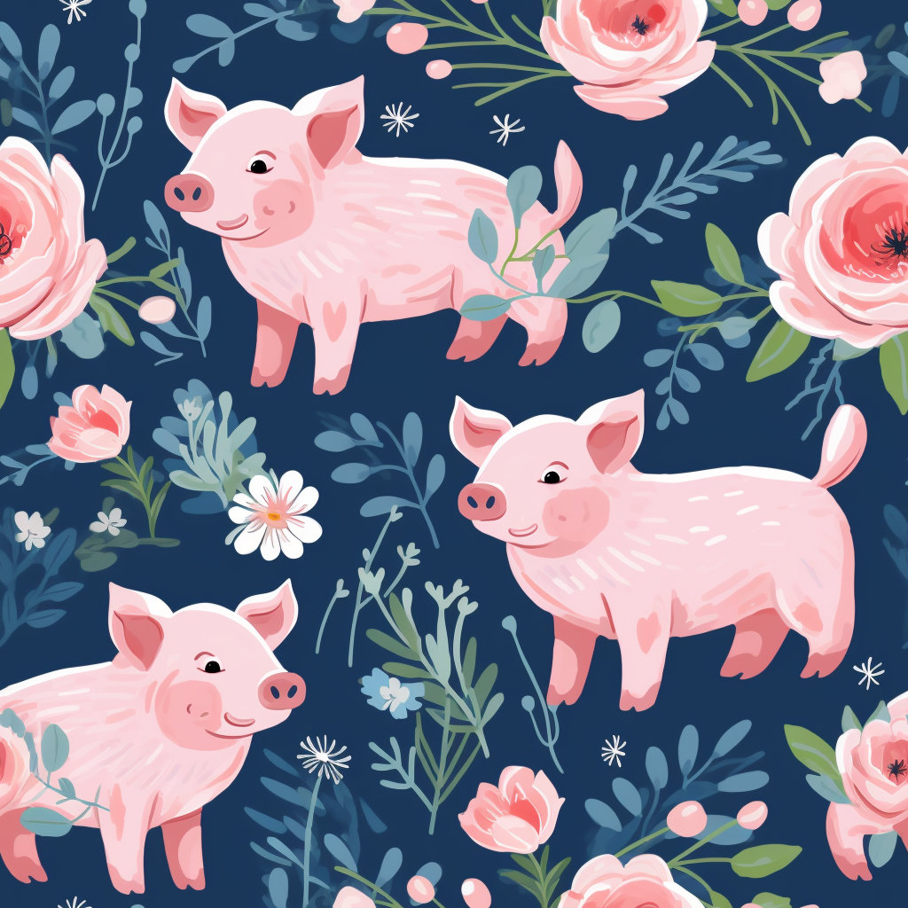 Pig Art Digital Paper, Instant Download Scrapbook Paper, Printable ...