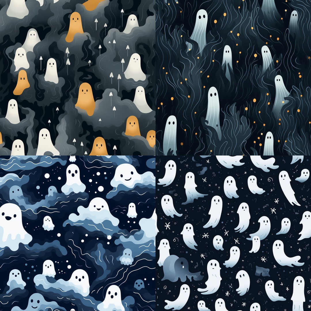 Cute Ghosts Halloween Digital Paper, Instant Download Scrapbook Paper ...