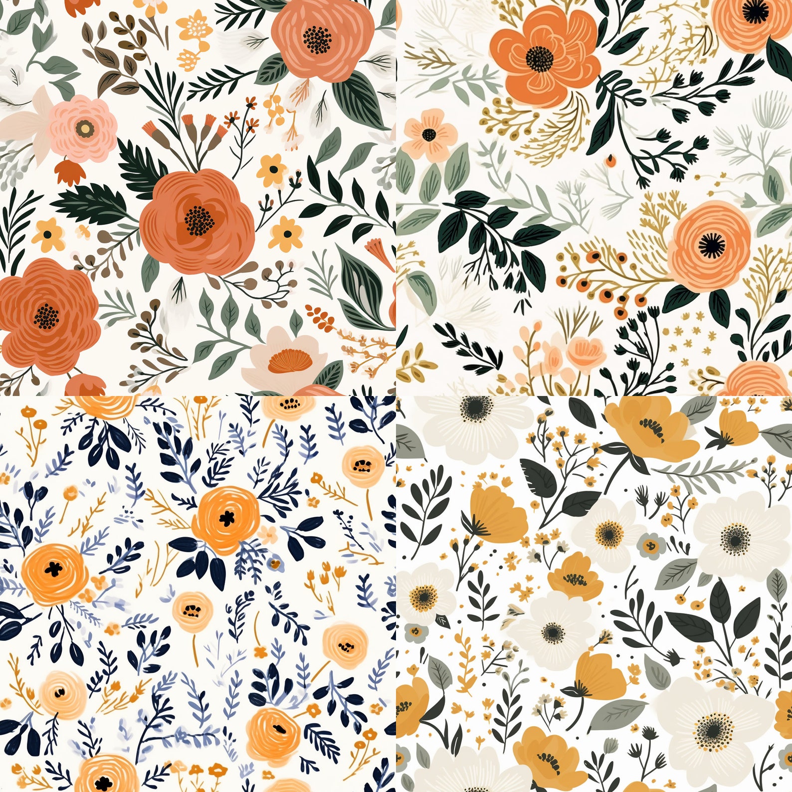 Rifle Paper Co. Inspired Digital Paper, Instant Download Scrapbook ...