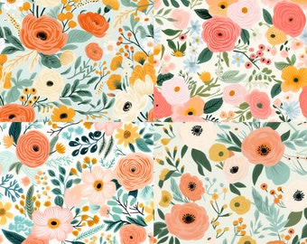 Rifle Paper Co. Inspired Digital Paper, Instant Download Scrapbook ...